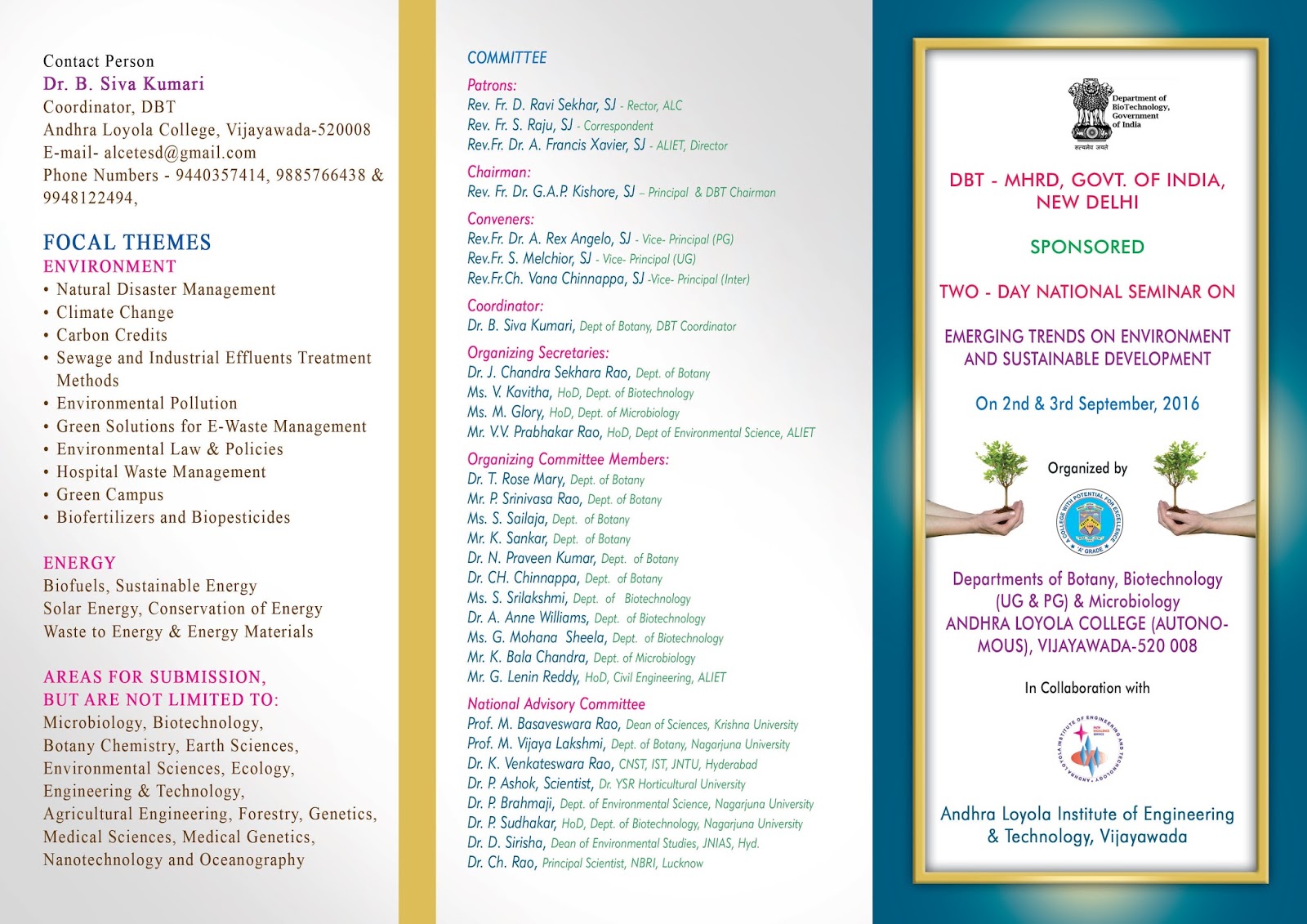 Andhra Loyola College DBT (Star College): NATIONAL SEMINAR INVITATION