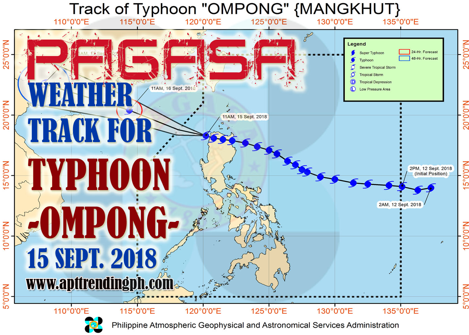PAGASA Weather Update for Typhoon Ompong as of 4:00 PM 15 September ...