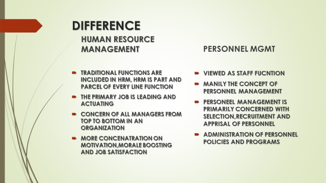 ECONOMICS,COMMERCE AND MANAGEMENT: DIFFERENCE BETWEEN PERSONNEL ...