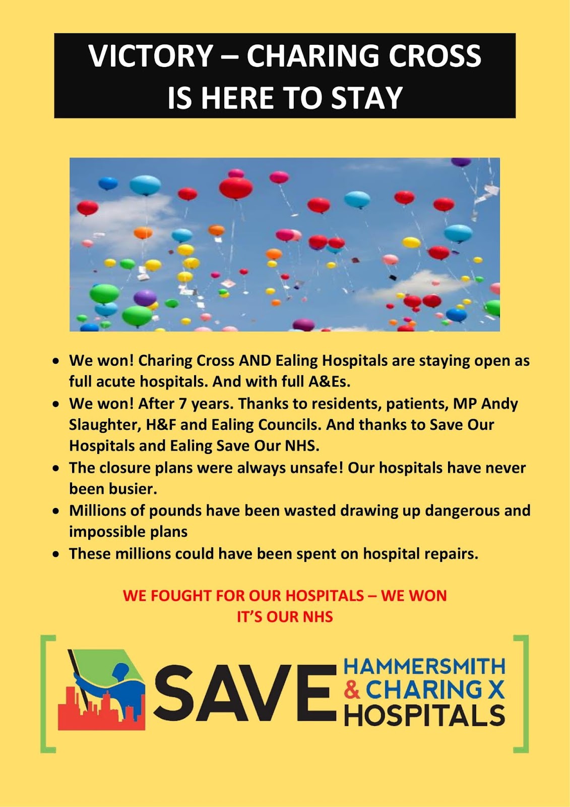 SAVE OUR HOSPITALS: WORKING TOGETHER WE CAN DEFEND OUR NHS