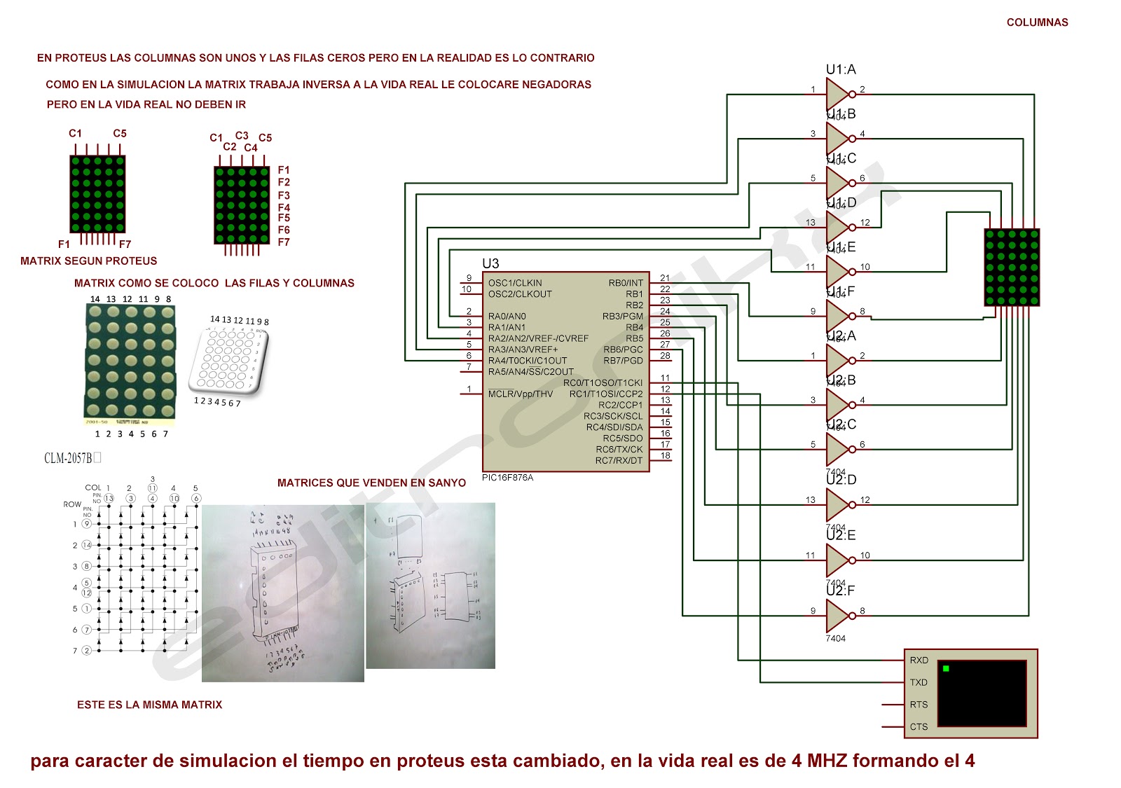 la electrónica a tu alcance :::...: Matriz de led básica de 7x5 con ...