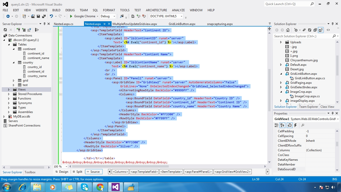 Aspnetcnetvbnetjqueryjavascriptgridviewsql Serverajaxssrs