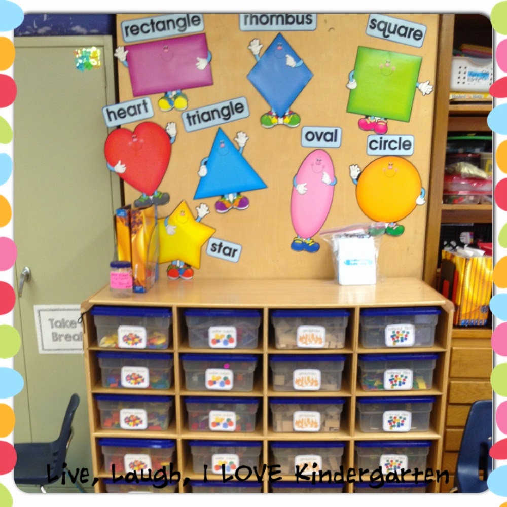 Shape wall and math manipulative shelf!