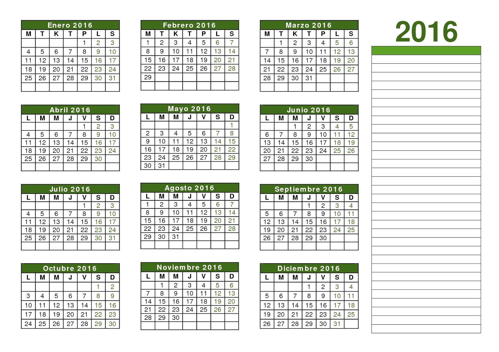 Calendario : Calendario 2016 con festività e ponti da scaricare e stampare