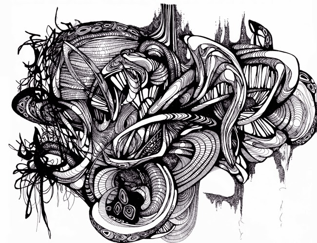 Biomorphic Forms: Abstract Paper-cut Illustration