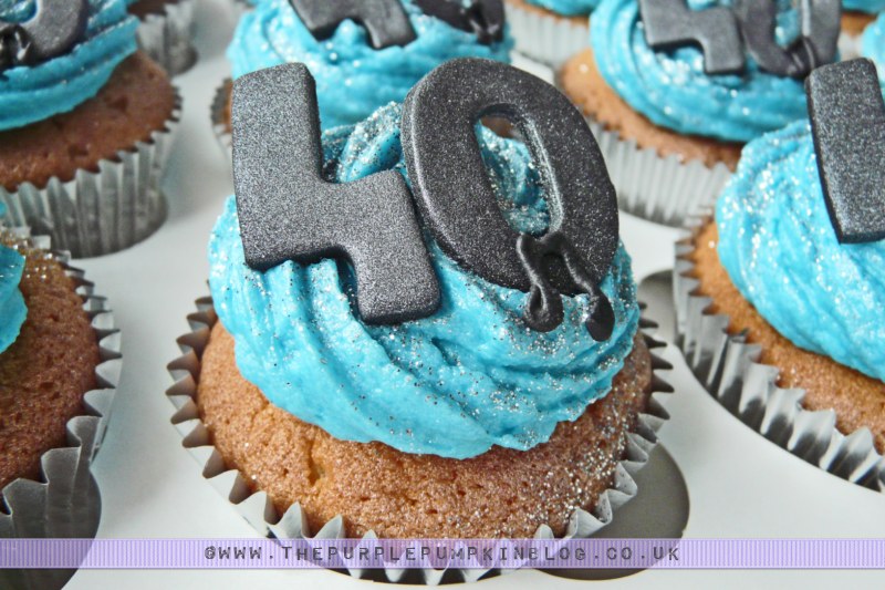 40th Birthday Cupcakes - Blue with Musical Notes
