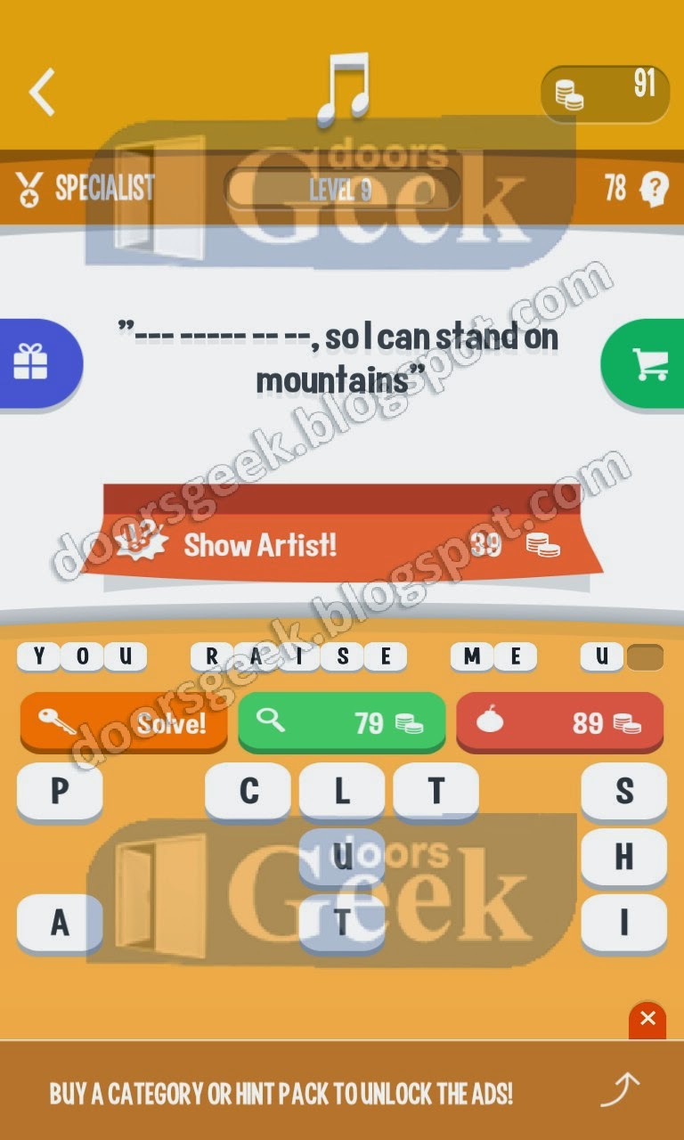 Song Quiz [Specialist] Level 9 Answer ~ Doors Geek