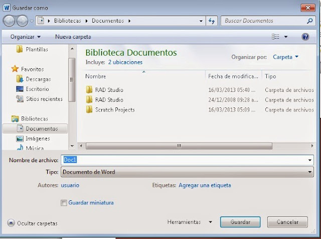 MICROSOFT WORD 2010: Guardar y guardar como....