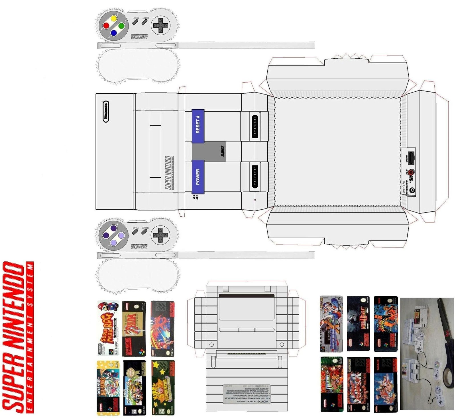 gamecube world: Papercraft Snes Console