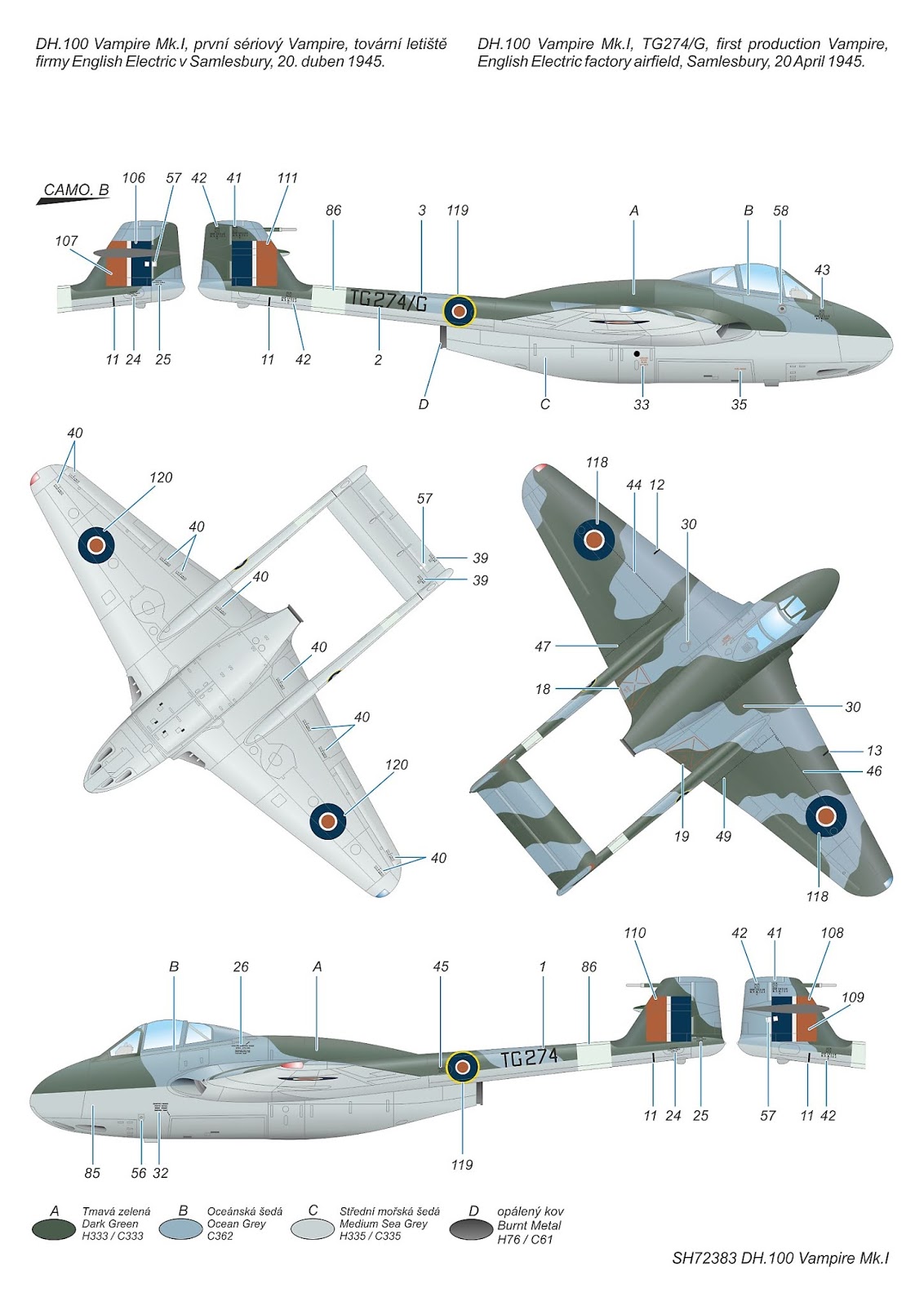 SH72383 Vampire Mk.I - camouflage schemes completed