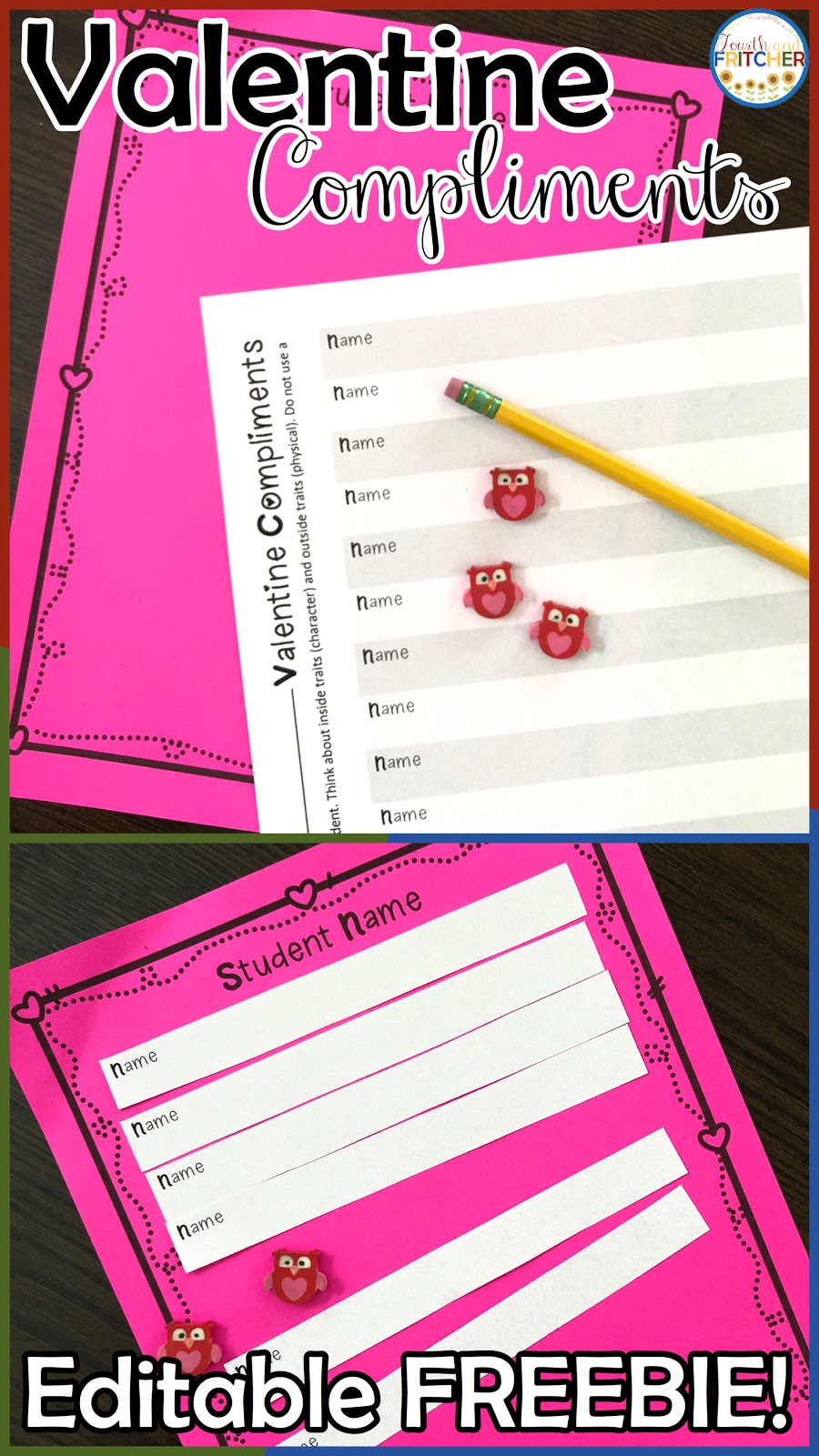 Fourth and Fritcher: Valentine Compliments Poster (Editable FREEBIE!)