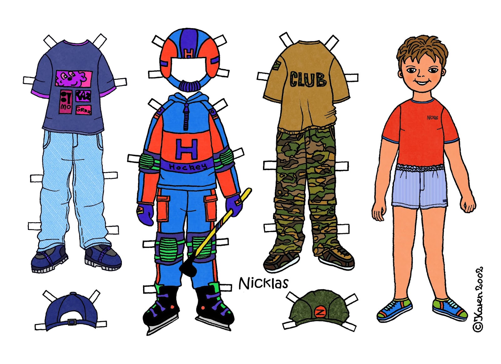 Karen`s Paper Dolls: Nicklas 1-3 Paper Doll in Colours. Nicklas 1-3 ...