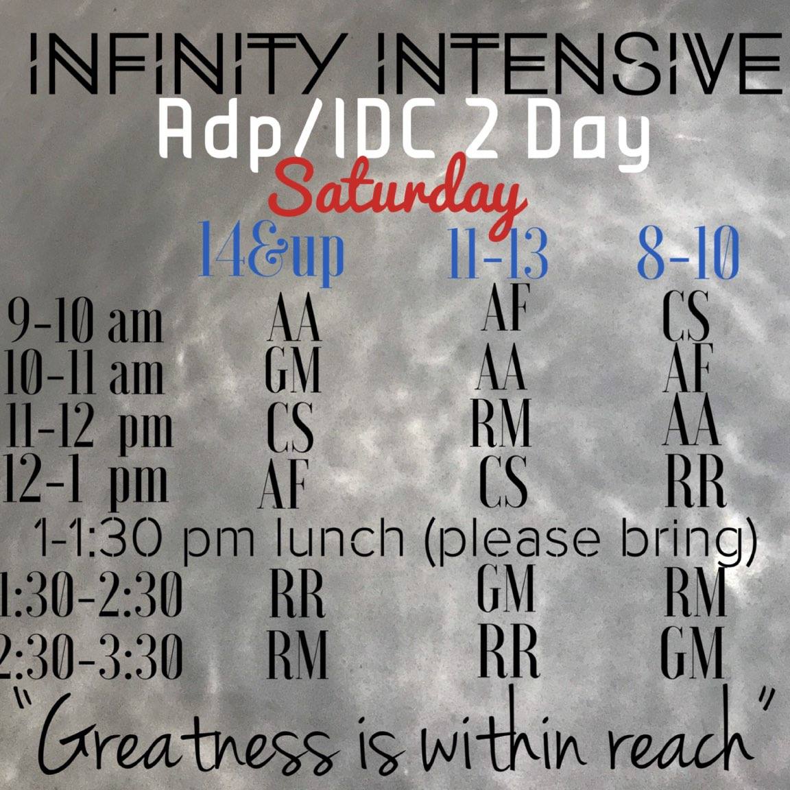 Infinity Intensive Schedule OCT 6-7