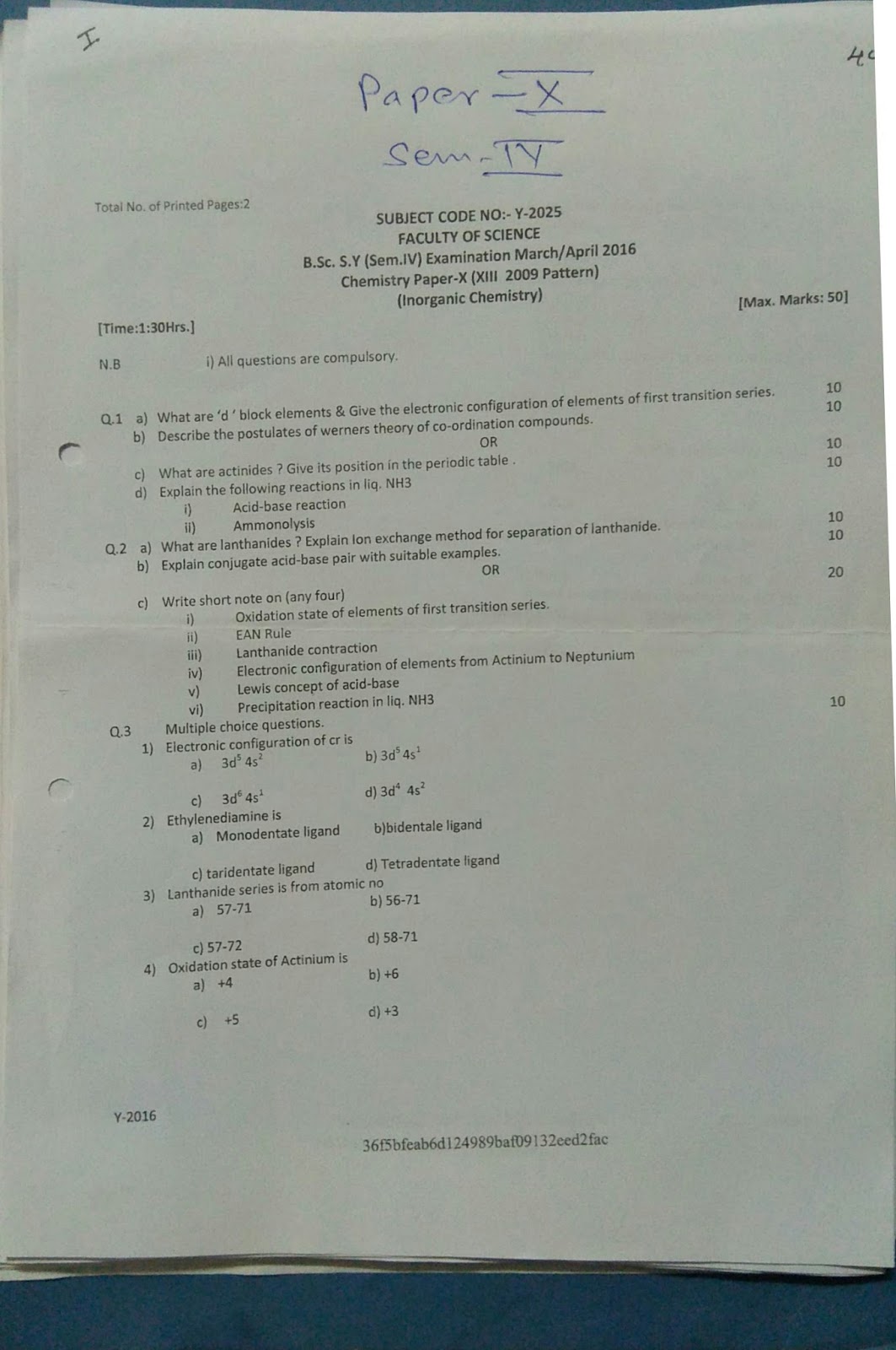 Chemistry: University Question Papers