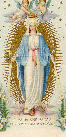 Virgen de la Medalla Milagrosa: O Maria sine macula concepta.