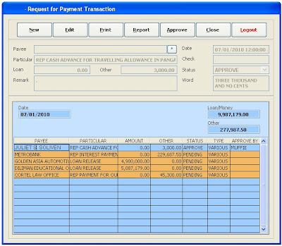 General Ledger System: General Ledger Payment Request