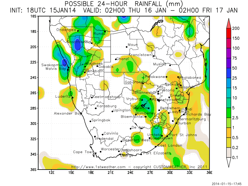 Mossel Bay Weather Observation, South Africa : Possible 24 Hour ...