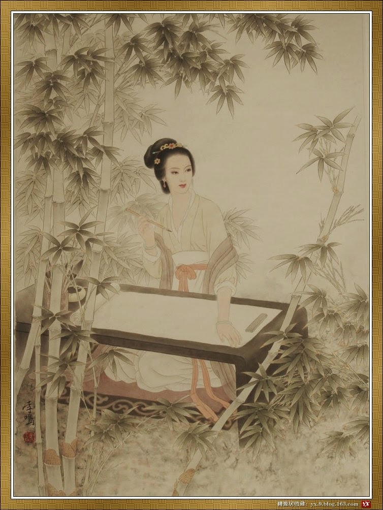 Chinese style: Traditional Chinese realistic painting of beautiful women