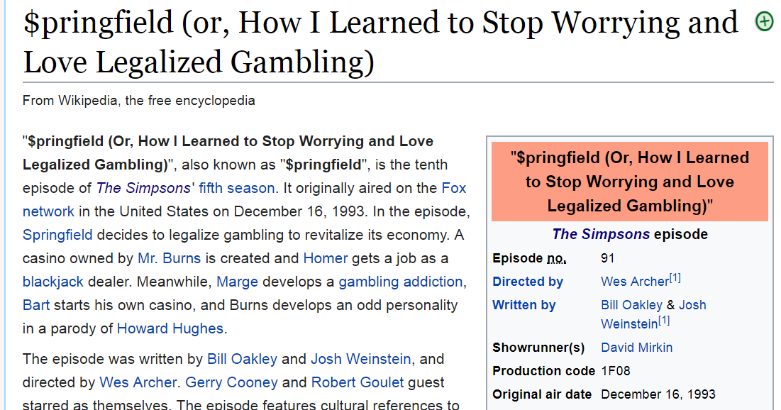 The Mindless Freaks: Simpsons episode 91 about Gambling-Freemasons run ...