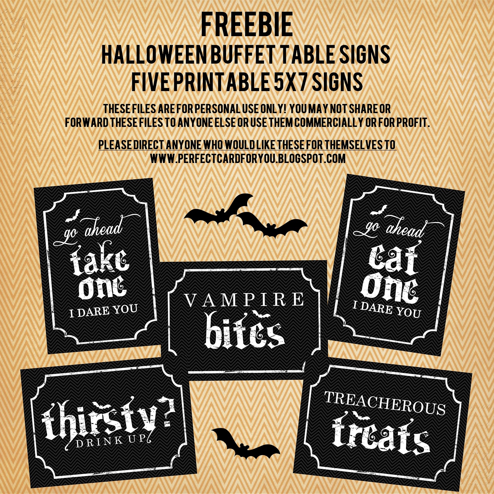 The Perfect Card: FREEBIE : Printable Halloween Buffet Table Signs