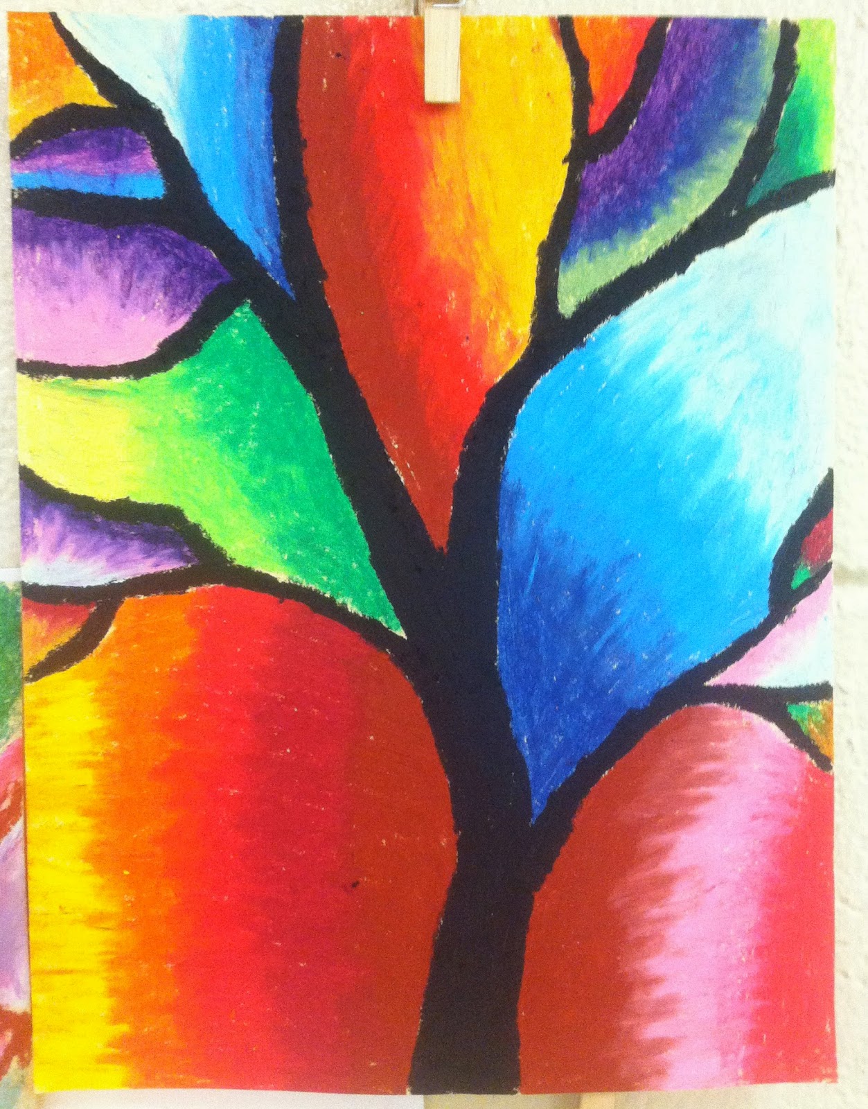 Mr. D's 5th and 6th Grade Art: 6th Grade "Fall Tree" Oil Pastel Drawings