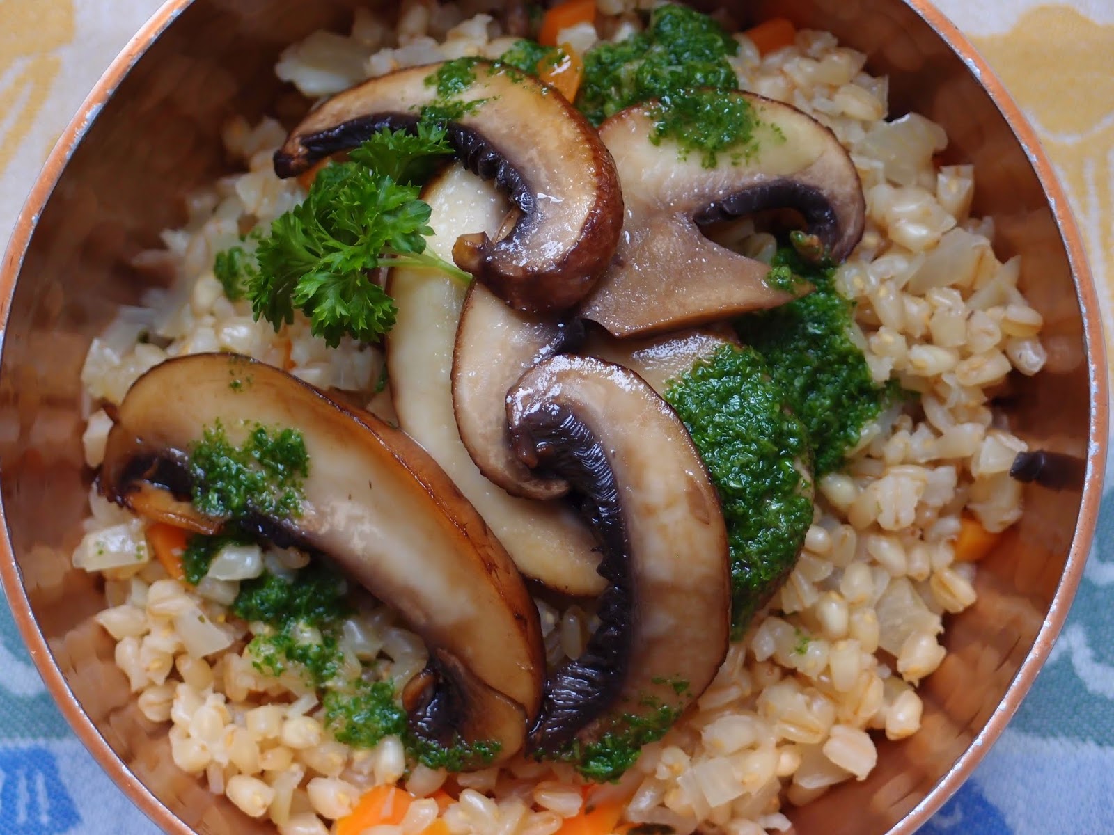 The VegHog: Pearled wheat risotto with portobello mushrooms