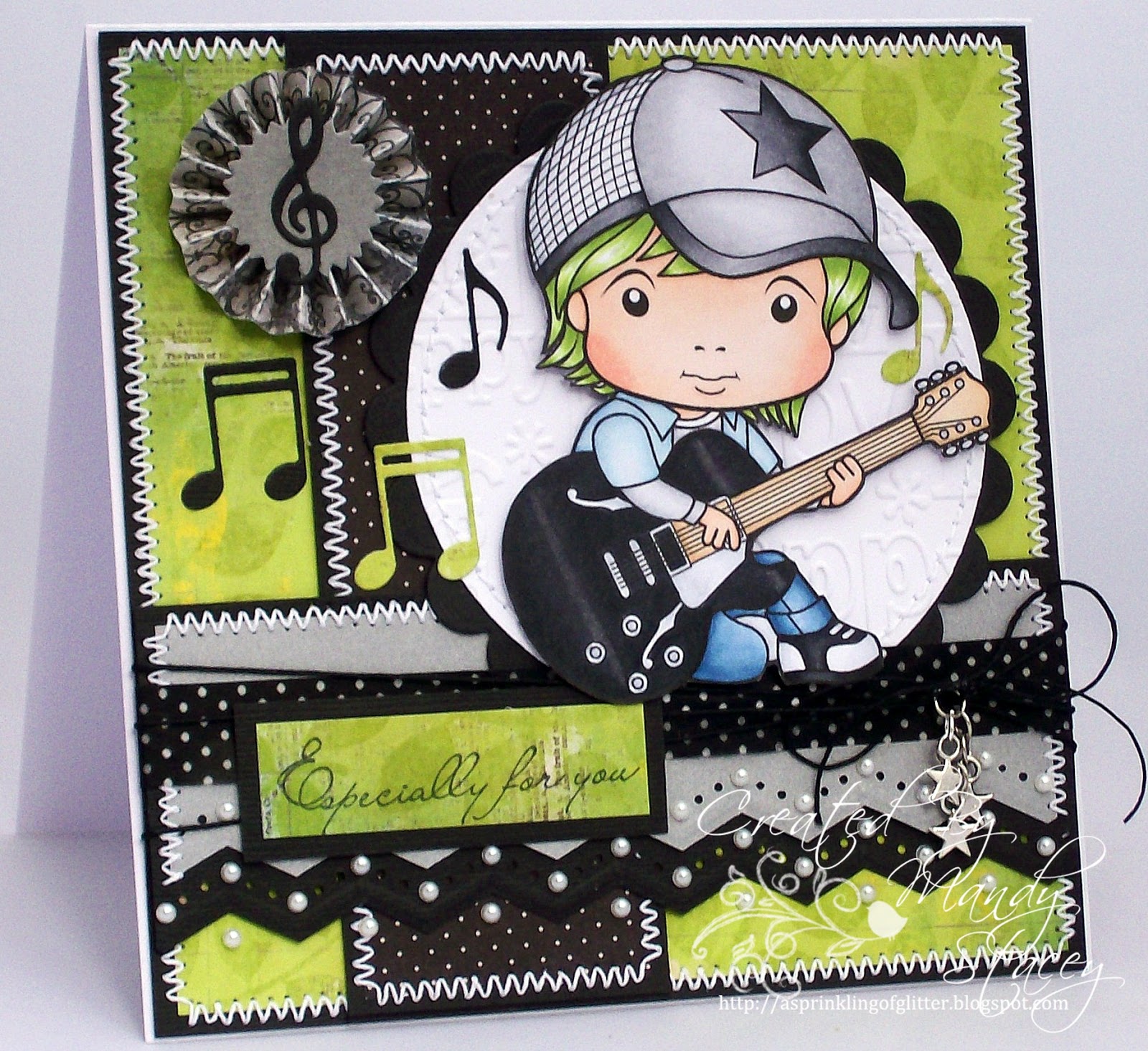 A Sprinkling of Glitter: Lil' Rocker Luka - Simon Says Stamp DT Card