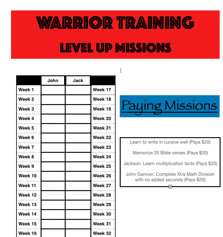 Warrior Training Explanation