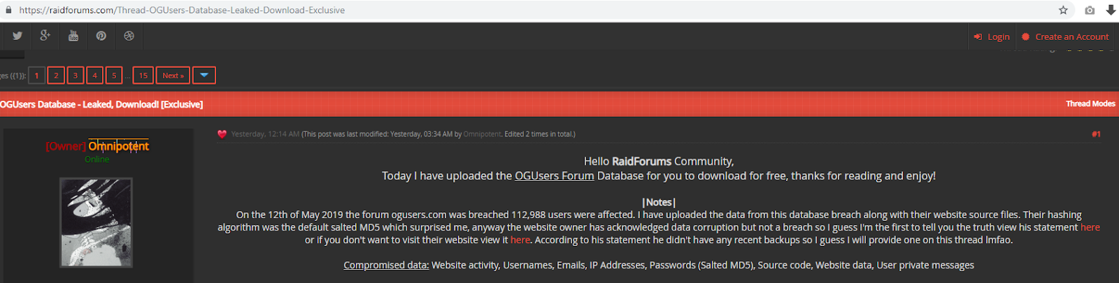 OGusers Hacked - Hacking Forum Hacked & stolen Users Personal Data
