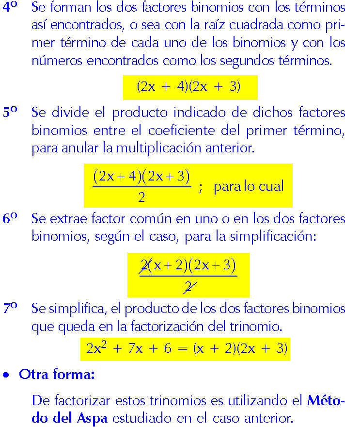 FACTORIZACION POR ASPA SIMPLE EJEMPLOS Y EJERCICIOS RESUELTOS