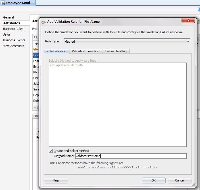 How to Perform Validation through Method in Oracle ADF