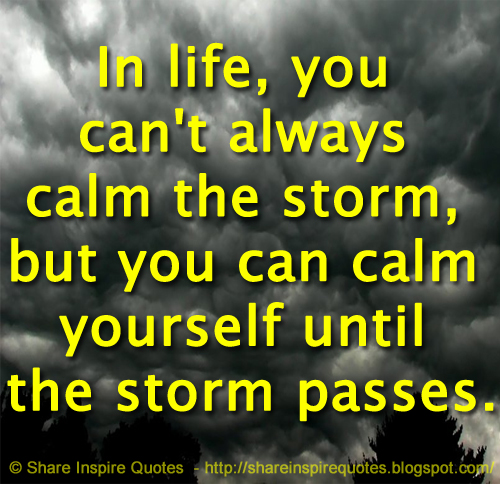 In life, you can't always calm the storm, but you can calm yourself ...