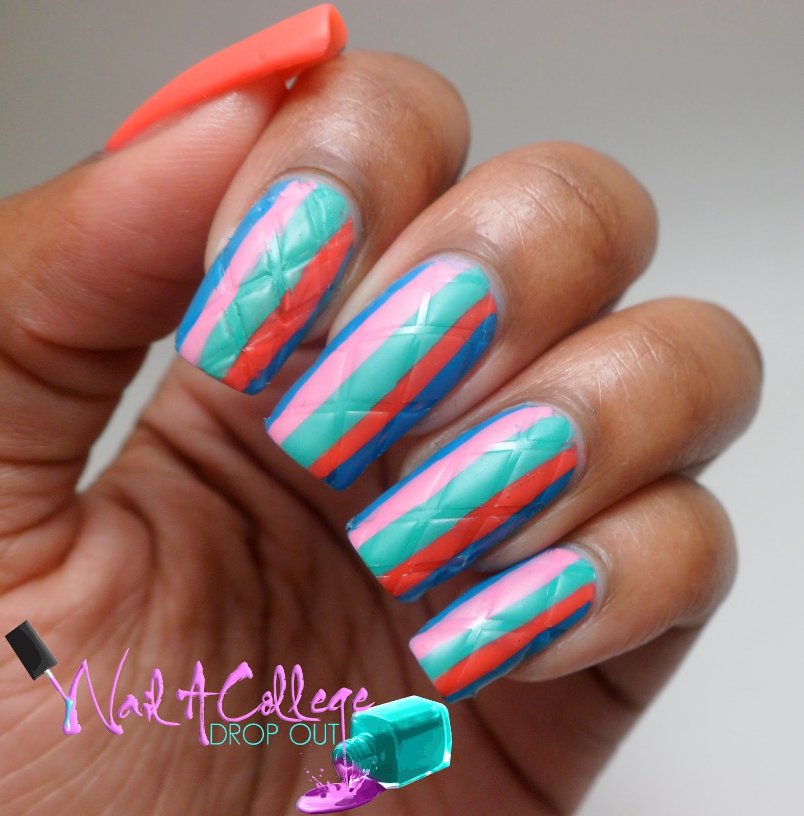 Nail A College Drop Out: Quilted Stripes
