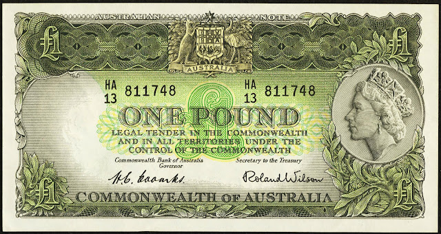 Australia One Pound banknote 1953 Queen Elizabeth II|World Banknotes ...