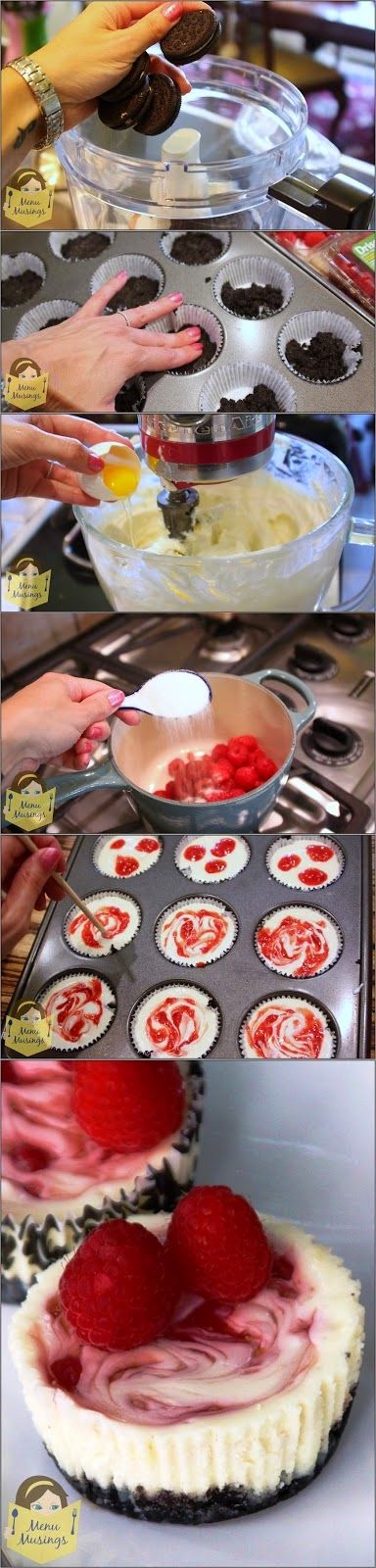 Raspberry Swirl Mini Cheesecakes