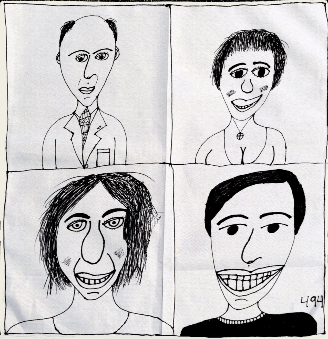 All This Is That: Drawing: Faces No. 494 - four people at the pocket park