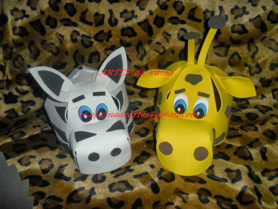 "ARTES" da Vânia: Bonés ou chapéu de animais em eva (emborrachado)