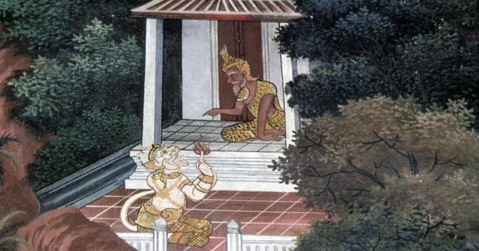 Indian Epics: Images and PDE Epics: Image: Hanuman: His Tail on Fire