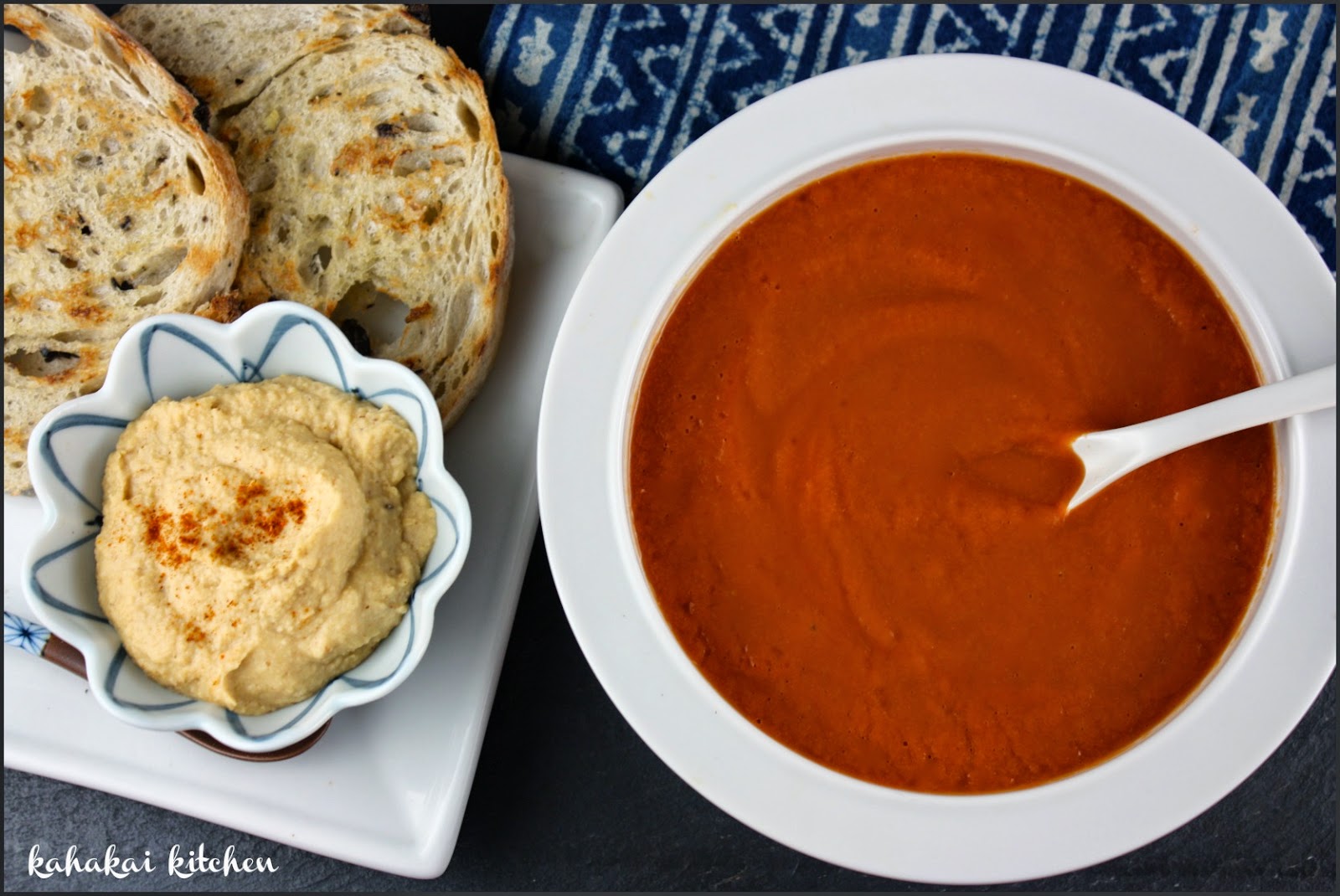 Kahakai Kitchen: Quick Harissa-Spiced Creamy Tomato Soup with Hummus ...