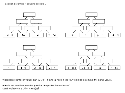 MEDIAN Don Steward mathematics teaching: equal tops pyramids