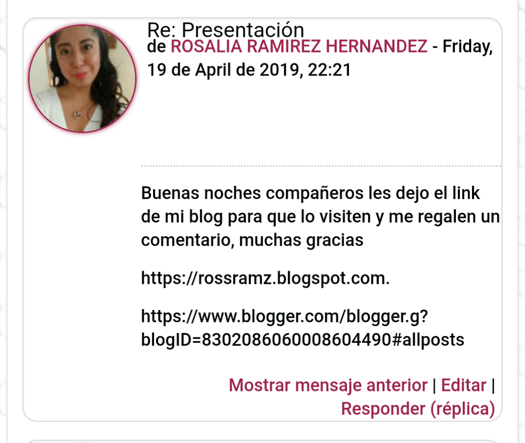 Rosalía Ramirez Hernández: Sesión 1. Actividad 3 conociendo a mis colegas