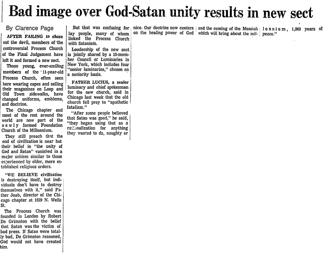 Occult Chicago: Process Church of the Final Judgement in Chicago