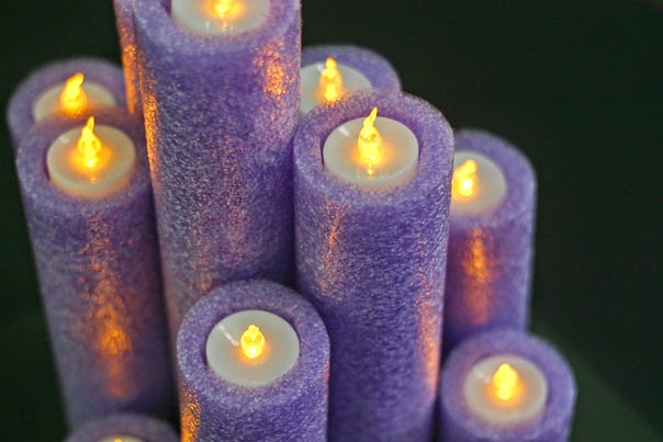 The Gahan Girls: Pool Noodle "Candle" Centerpieces