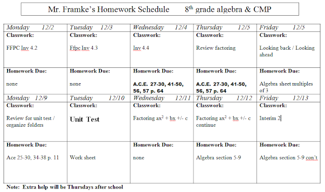 Slavens 8th grade math: Past homework assignment sheets
