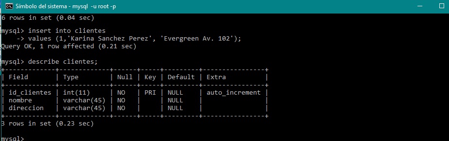 ADMINISTRACION DE BASE DE DATOS: PRACTICA DE COMANDOS EN MySQL