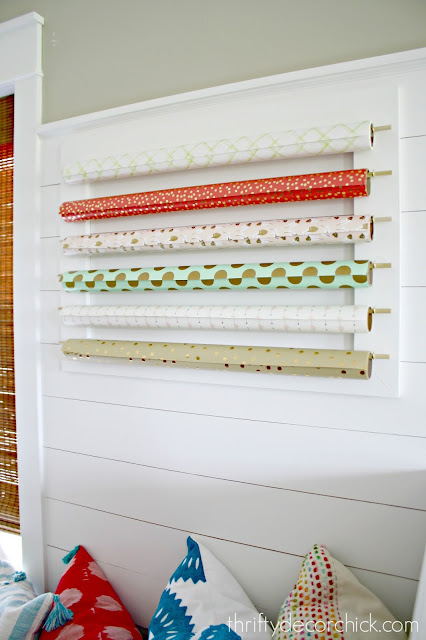 How to make a wall wrapping paper station | Thrifty Decor Chick ...