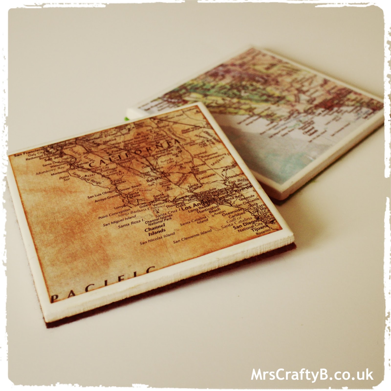 Mrs Crafty B: How to Make Personalised Map Tile Coasters