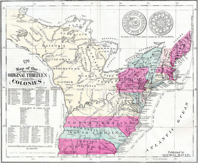 Map Of Colonies In 1776
