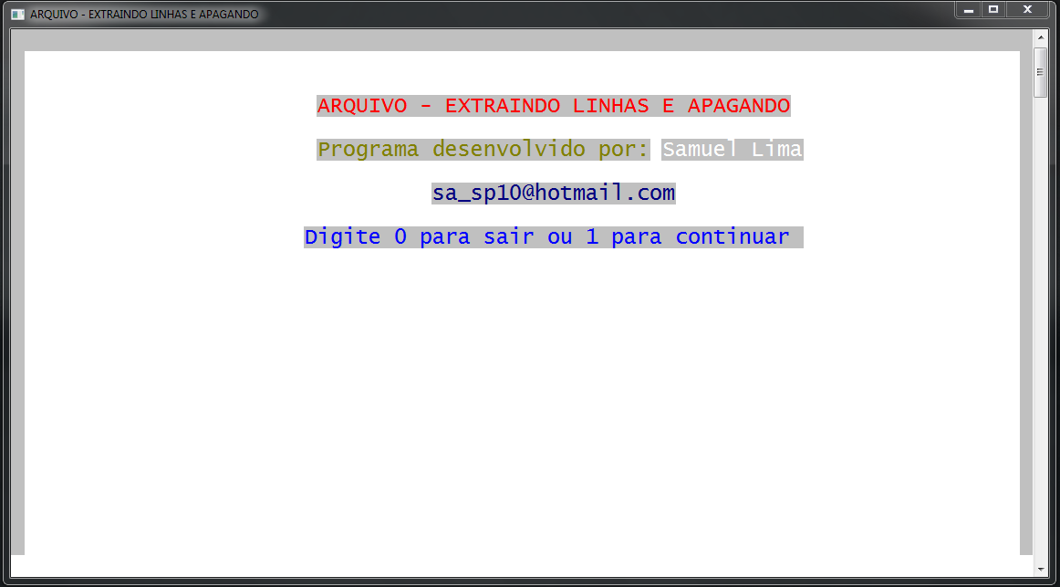 Samuel Lima - Programador C/C++ : Arquivo - extraindo linhas e apagando