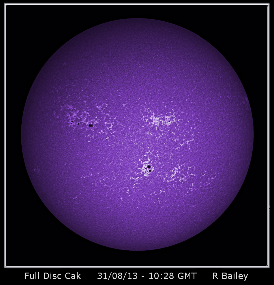 Solar Observations by R Bailey: Sun in Calcium K line 393.3 nm